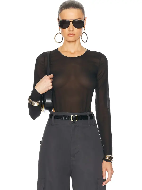 Saint Laurent Long Sleeve Bodysuit - Noir