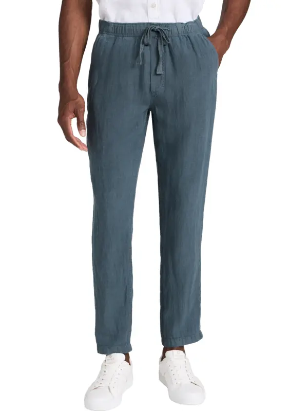 Faherty Brand Linen Drawstring Pants - Look Out Navy