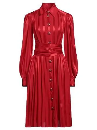 Dolce & Gabbana Silk Midi Dress - Red