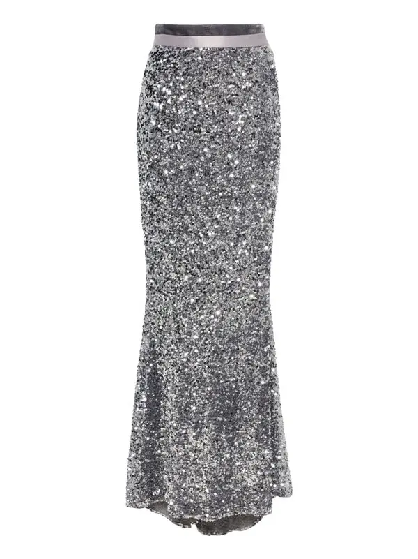 STYLAND Sequined Maxi Skirt - Silver