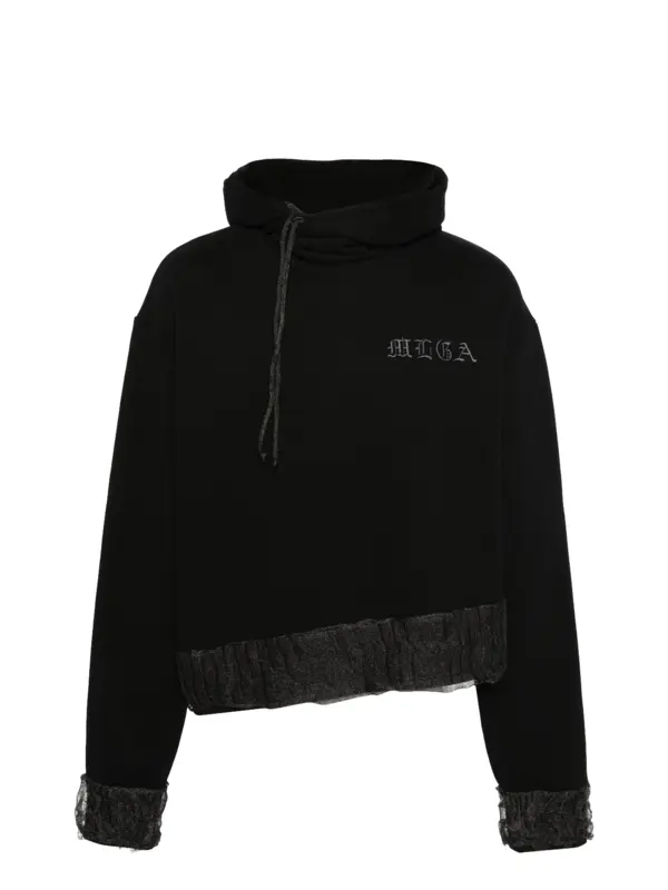 MLGA Logo-embroidered Deconstructed Hoodie - Black
