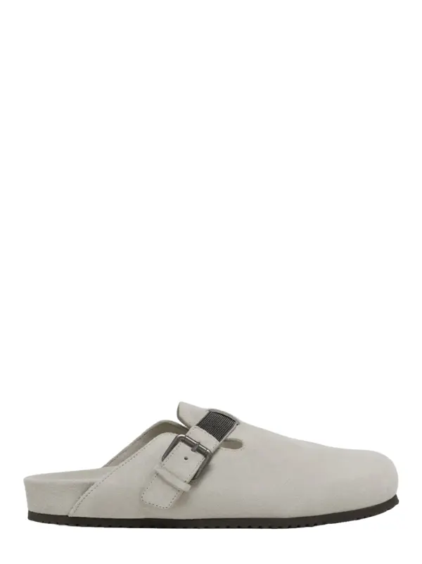 Brunello Cucinelli Monili Suede Slippers - Grey
