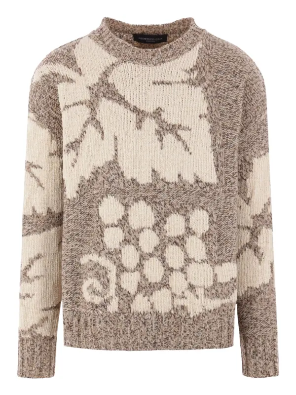 FEDERICO CINA Grape Intarsia Knit Jumper - Brown