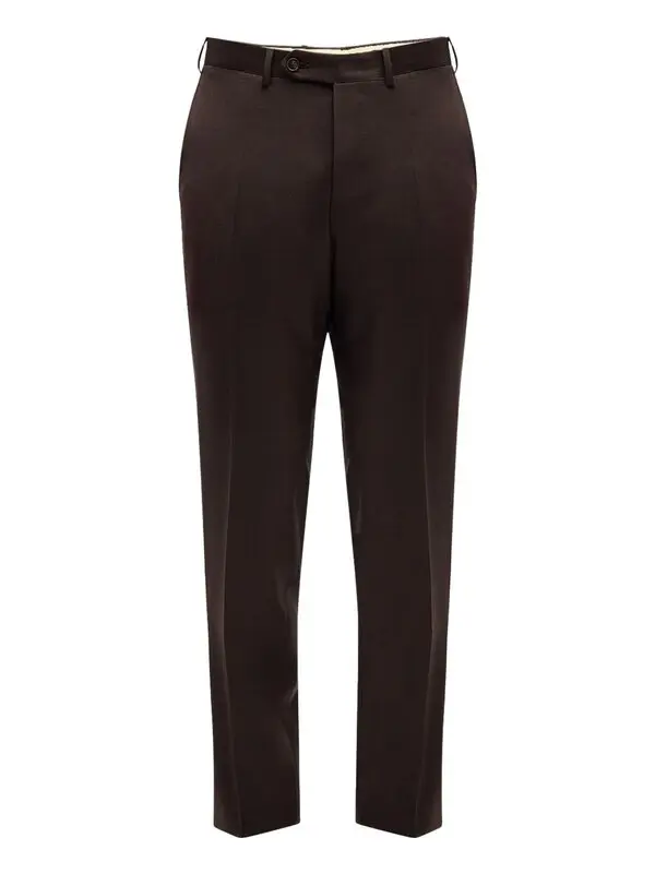 Canali 150s Wool Twill Straight Leg Pants - Brown