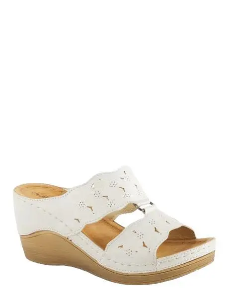 SPRING STEP SHOES Dreiser Platform Wedge Slide Sandals - Beige