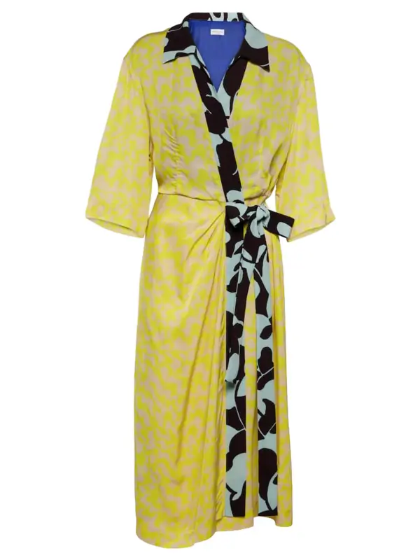 Dries Van Noten Printed Wrap Midi Dress - Multicoloured