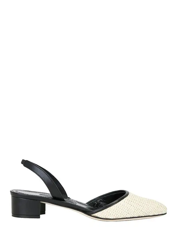 Manolo Blahnik Raffro 30 Pumps - Light Khaki & Black