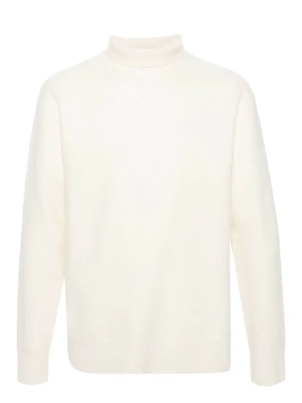 JIL SANDER Roll-neck Boiled Wool Jumper - White