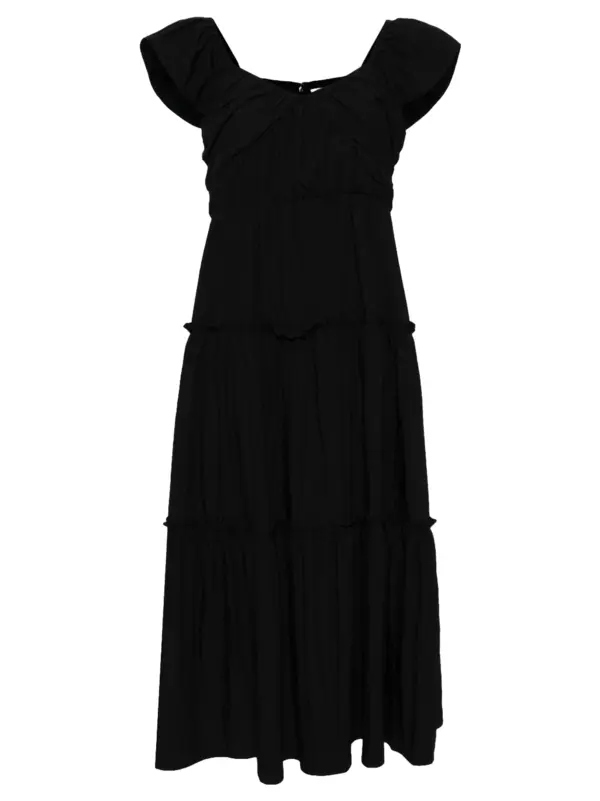 B+AB Pleated Tiered Midi Dress - Black
