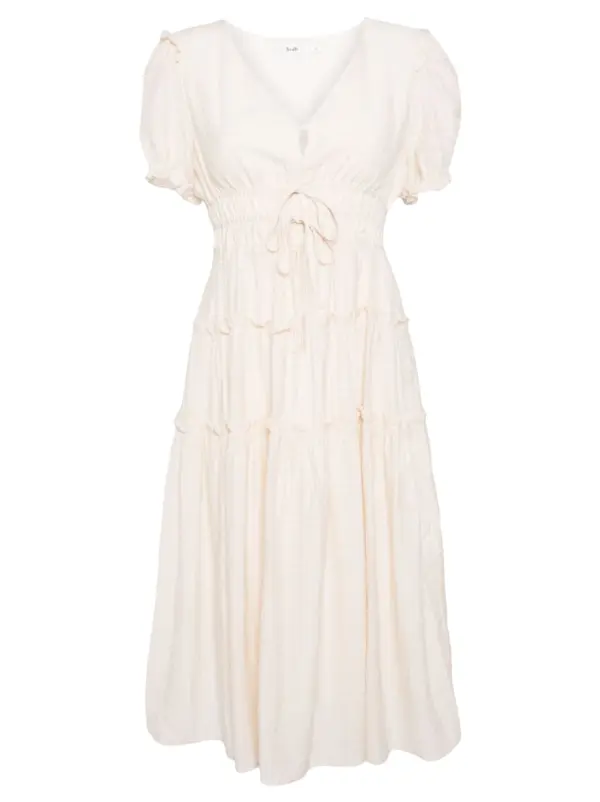 B+AB Pleated Tiered Midi Dress - White