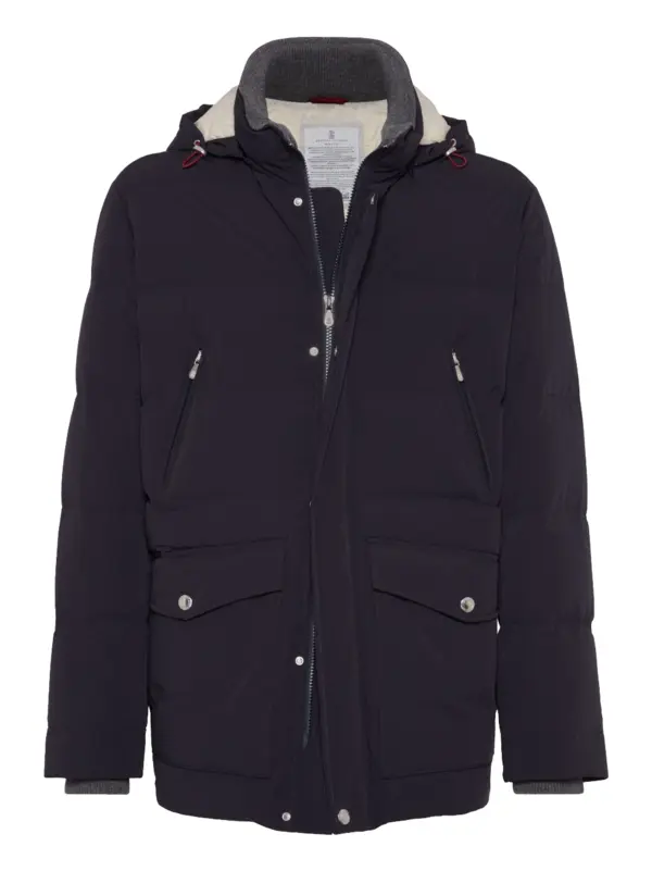 Brunello Cucinelli Quilted Hooded Jacket - Blue