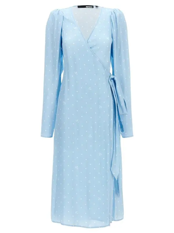 Remain Birger Christensen Textured Midi Wrap Dress - Blue