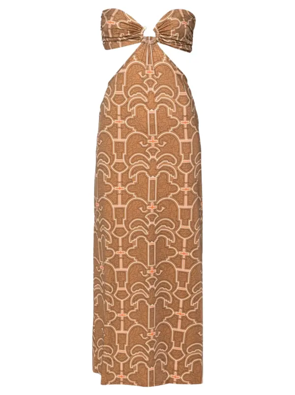 Johanna Ortiz Jungle Geometric Midi Dress - Brown