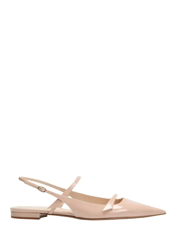 ALEXANDRE BIRMAN Tita Patent Slingback Ballerina Flats - Semolina