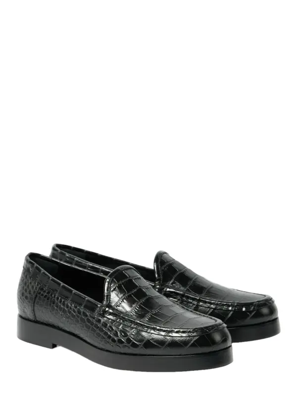Manolo Blahnik Dinelio Croc-effect Leather Loafers - Black