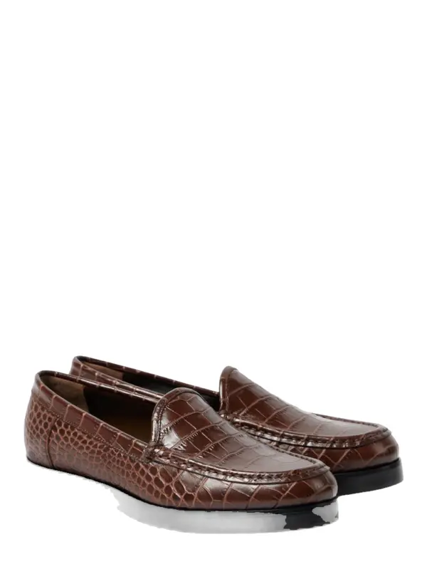 Manolo Blahnik Dinelio Croc-effect Leather Loafers - Brown