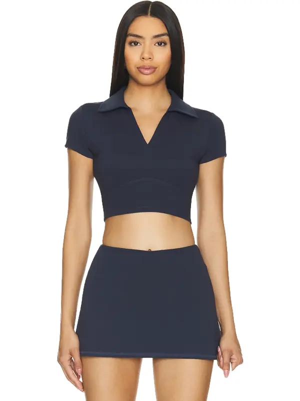WELLBEING + BEINGWELL Movewell Frankie Polo Top - Academy Navy