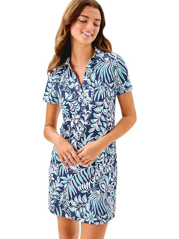 Lilly Pulitzer Upf 50+ Dune Shirt Dress - Sapphire Pool Summer Shorelines
