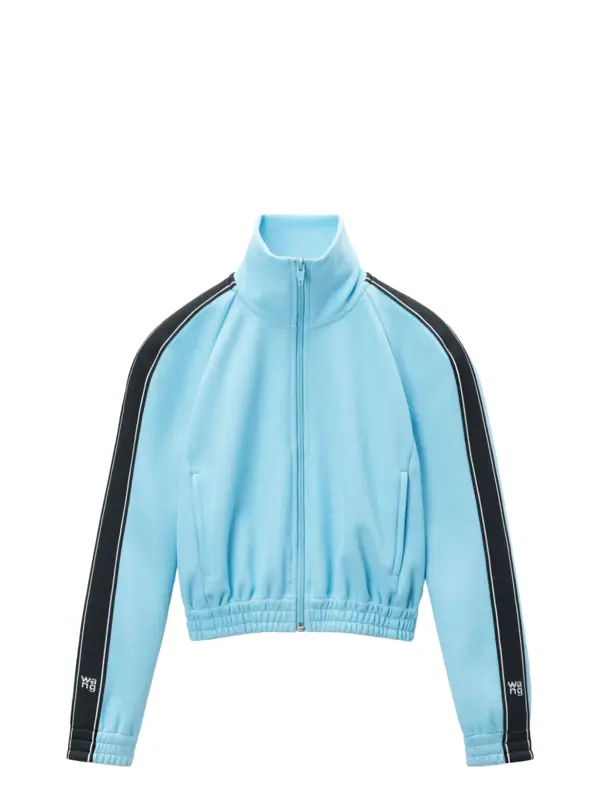 Alexander Wang Logo-tape Cropped Track Jacket - Blue