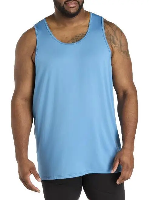 HARBOR BAY BY DXL Moisture-wicking Stretch Tank Top - Niagara Blue