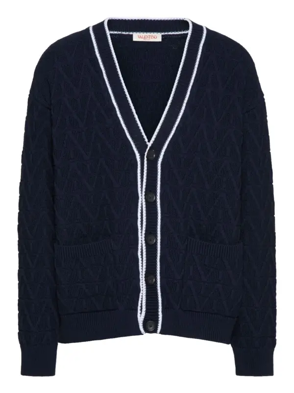 Valentino Garavani Toile Iconographe Cotton Cardigan - Blue