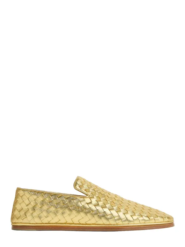 Bottega Veneta Laminated Intrecciato Slipper - Gold