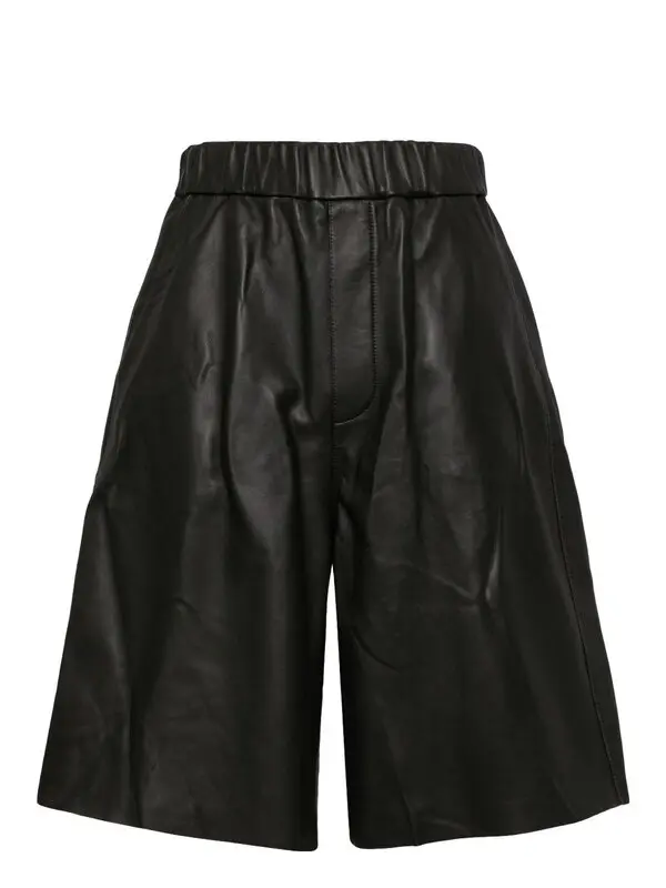 Ami Leather Bermuda Shorts - Green