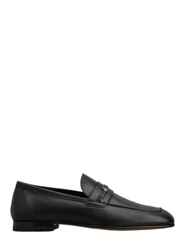 TOD'S Leather Logo-patch Loafers - Black