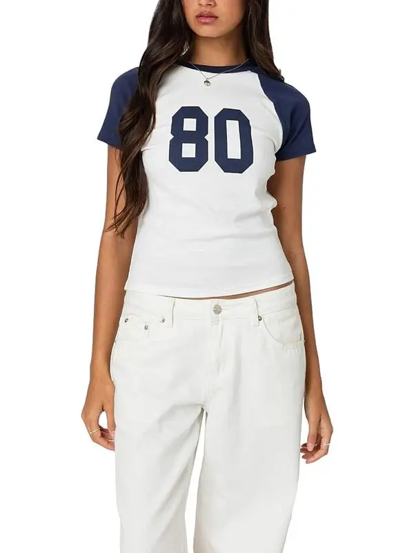 EDIKTED 80's Raglan Tee - White