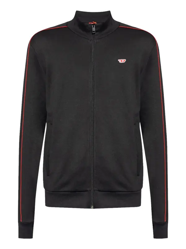 Diesel Logo-embroidered Zip-up Cardigan - Black