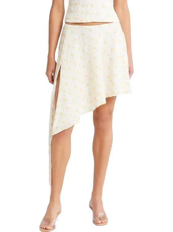 MISTRESS ROCKS Embroidered Asymmetric Hem Skirt - Floral