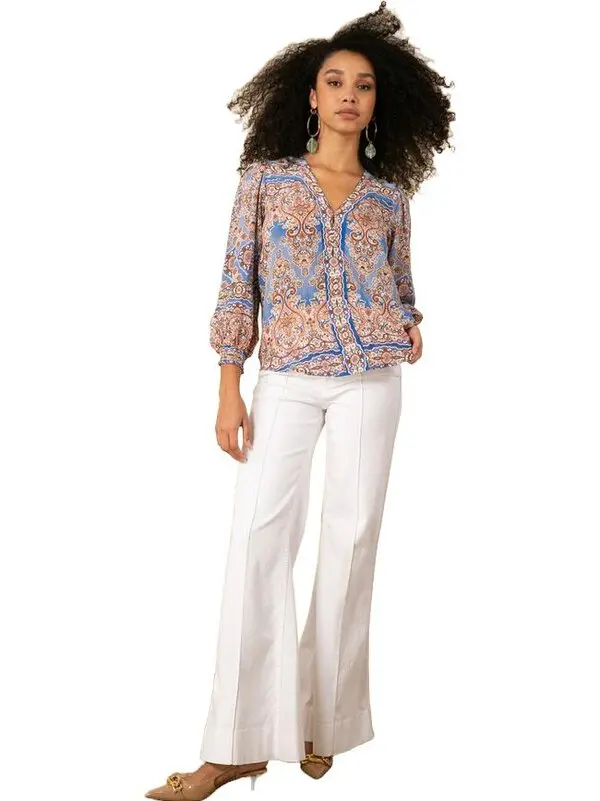 Hale Bob Lauren Silk Top - Blue