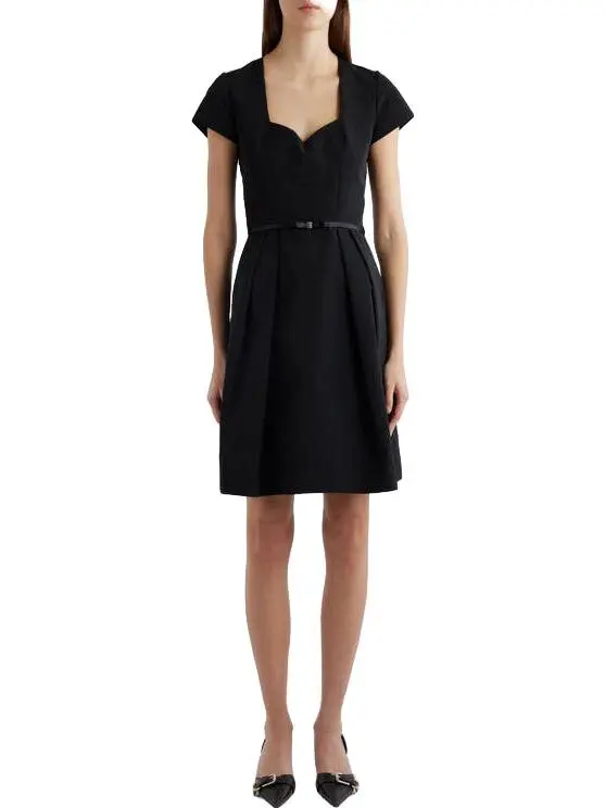 Givenchy Short Sleeve Belted Fit & Flare Dress - Black