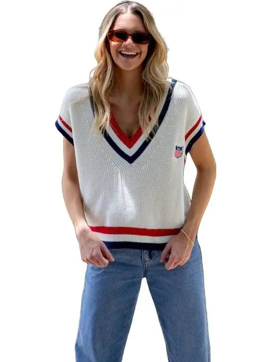 ELLSWORTH + IVEY American Shield Sweater Vest - Denim