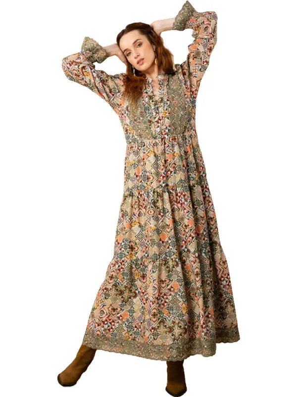 Hale Bob Amari Embroidered Maxi Dress - Green