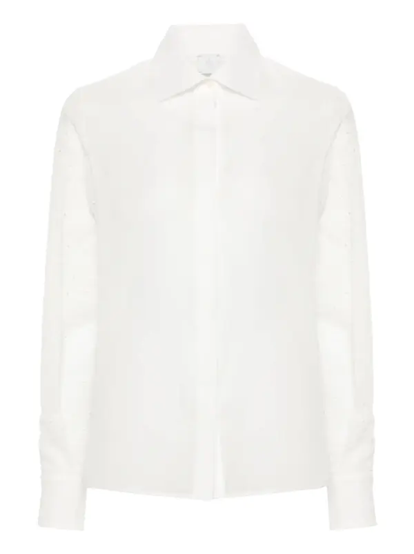 Eleventy Embroidered Semi-sheer Shirt - White