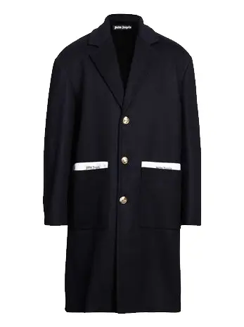 Palm Angels Single-breasted Flannel Coat - Blue