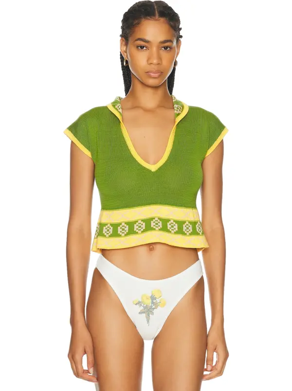 BODE Wellfleet Jacquard Top - Green