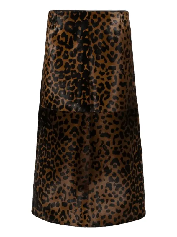 TOTÊME Zeron Leopard-print Leather Skirt - Brown