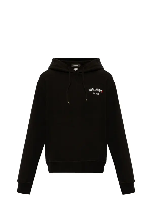 Dsquared2 Logo-embroidered Cotton Hoodie - Black