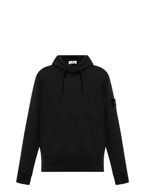 Stone Island Compass-motif Cotton Hoodie - Black