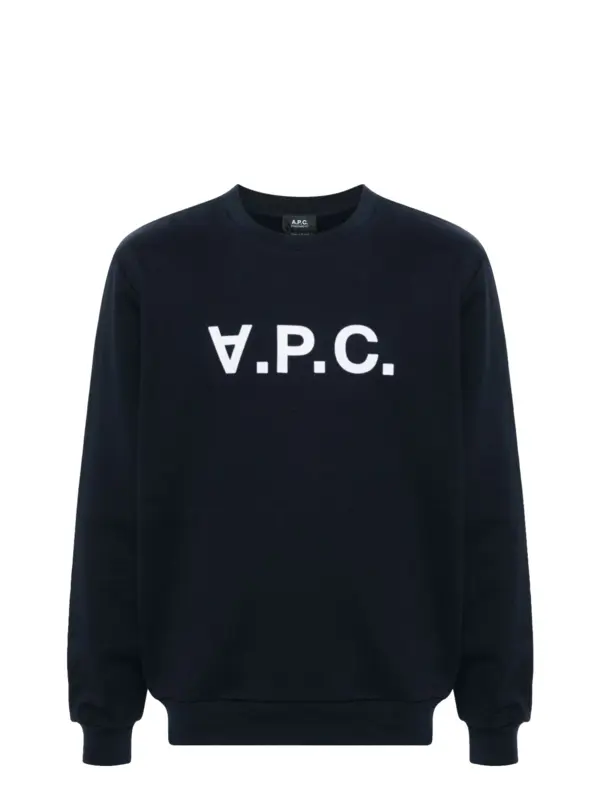 A.p.c. Flocked-logo Cotton Sweatshirt - Blue