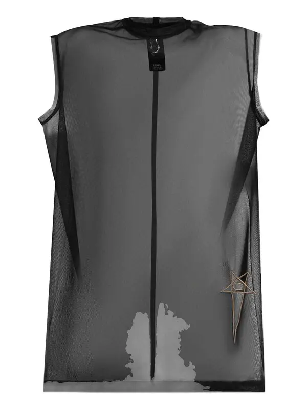 Rick Owens Logo-embroidered Mesh Top - Black