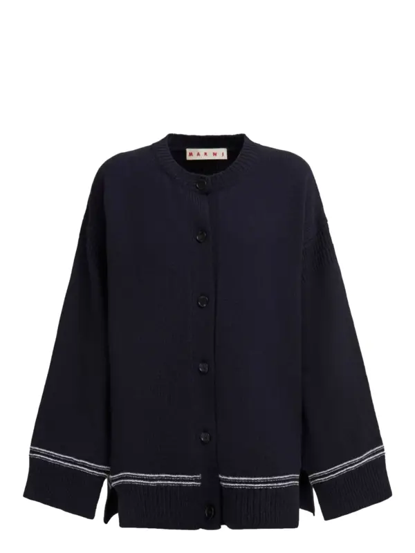Marni Intarsia-knit Logo Cardigan - Blue