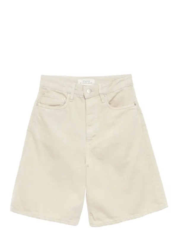 Studio Nicholson Logo-patch Cotton-blend Shorts - Neutrals