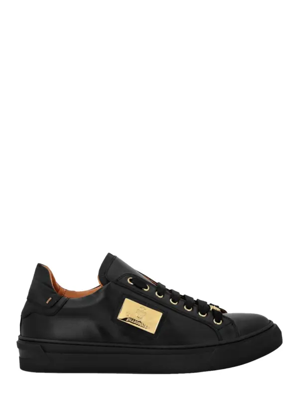 BILLIONAIRE Logo-plaque Leather Sneakers - Black
