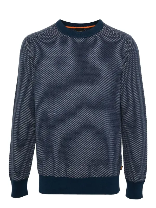 Hugo Boss Textured-finish Long-sleeve Jumper - Blue