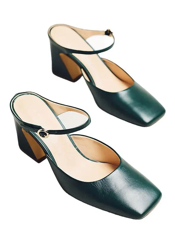 Anthropologie Square-toe Mule Heels - Green