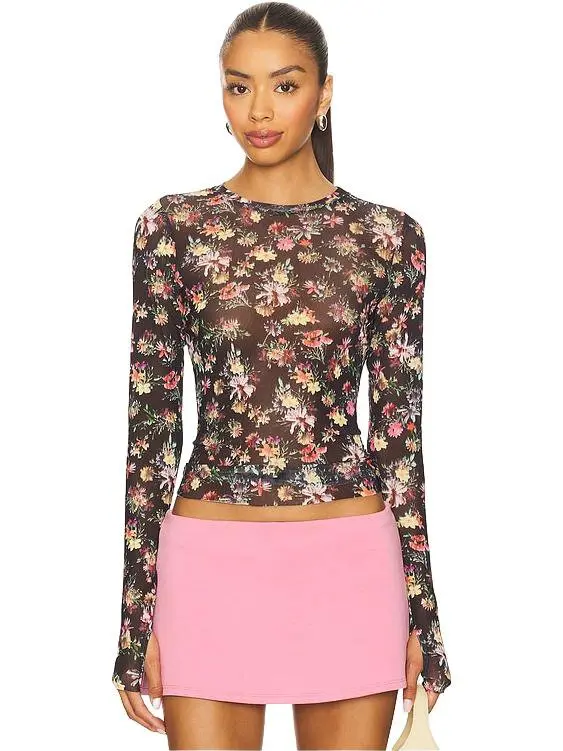 AFRM Kaylee Floral Polka Dot Top - Blur Ditsy