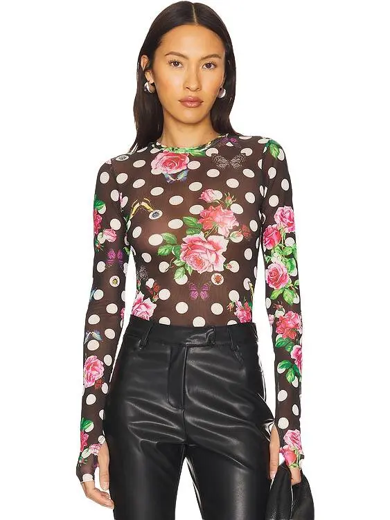 AFRM Kaylee Floral Polka Dot Top - Rose Dot